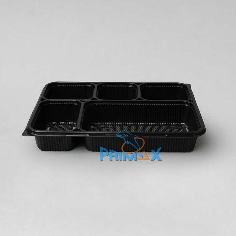 5 Compartment Black Base Container with Clear Lid - Buy five ...